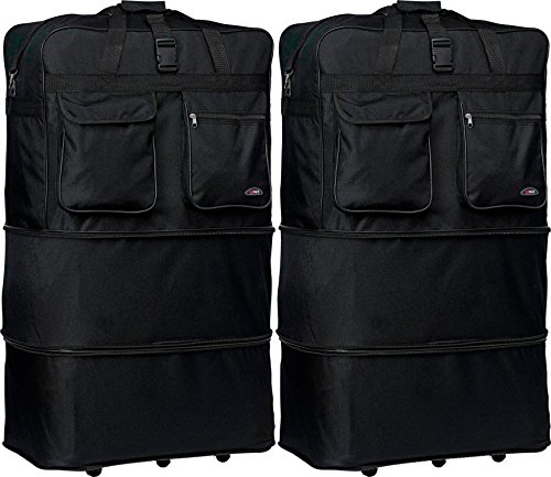 Pack of 2, 36" Expandable Wheeled Bags Rolling Duffel Spinner Luggage