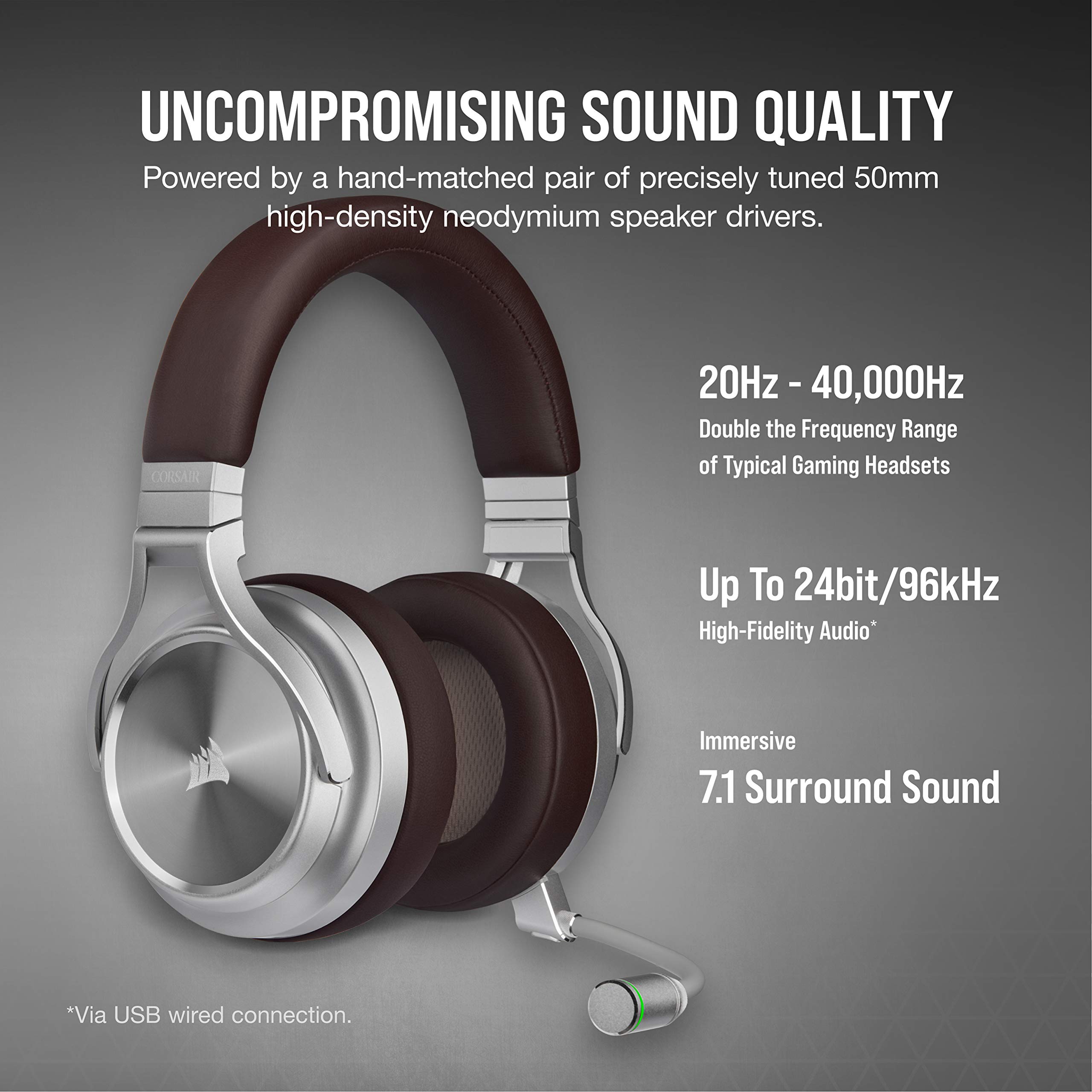 Corsair Virtuoso RGB Wireless SE Gaming Headset - High-Fidelity 7.1 Surround Sound W/Broadcast Quality Microphone, Memory Foam Earcups, 20 Hour Battery Life, Works w/PC, PS5, PS4 - Espresso
