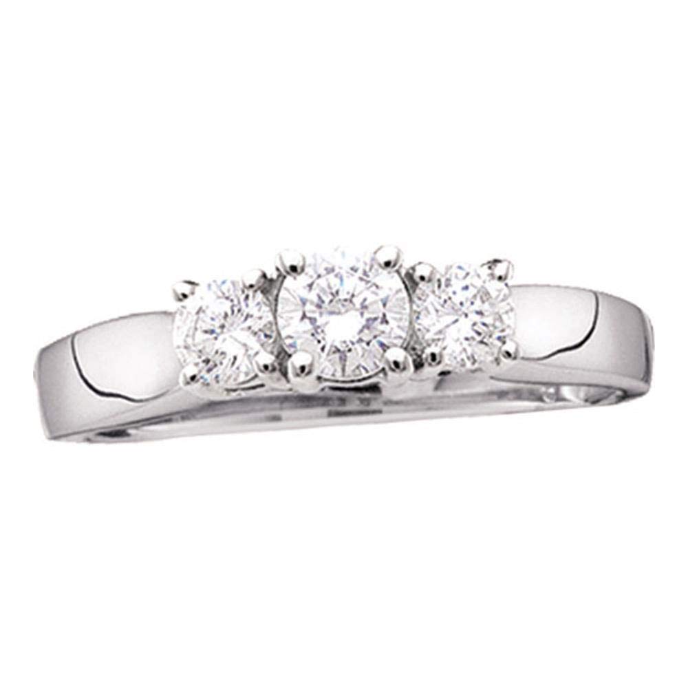Dazzlingrock Collection 14kt White Gold Womens Round Diamond 3-stone Bridal Wedding Engagement Ring 1/2 ctw
