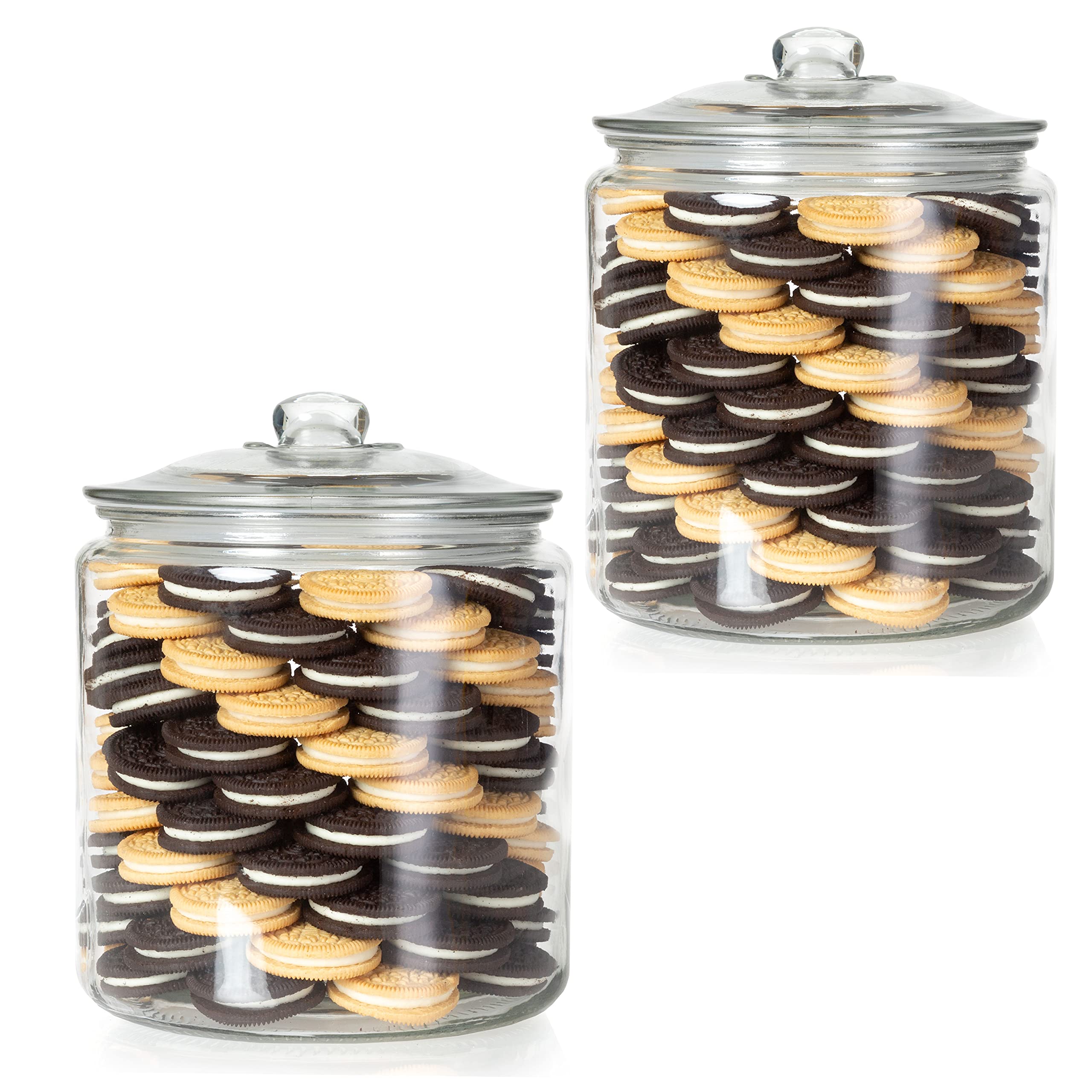 Crutello 2pc 68 Oz Apothecary Jars for Kitchen Storage - Glass Food Storage Jars with Airtight Lids - Perfect for Flour, Sugar, Coffee, Cookies - A Family-Owned American Brand