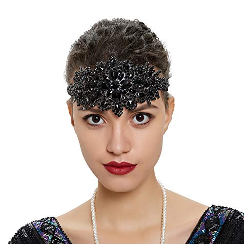Comott Rhinestone Headband 1920s Great Gatsby Vintage Headpiece Flapper Headband Bride Wedding Hair Accessories for Women