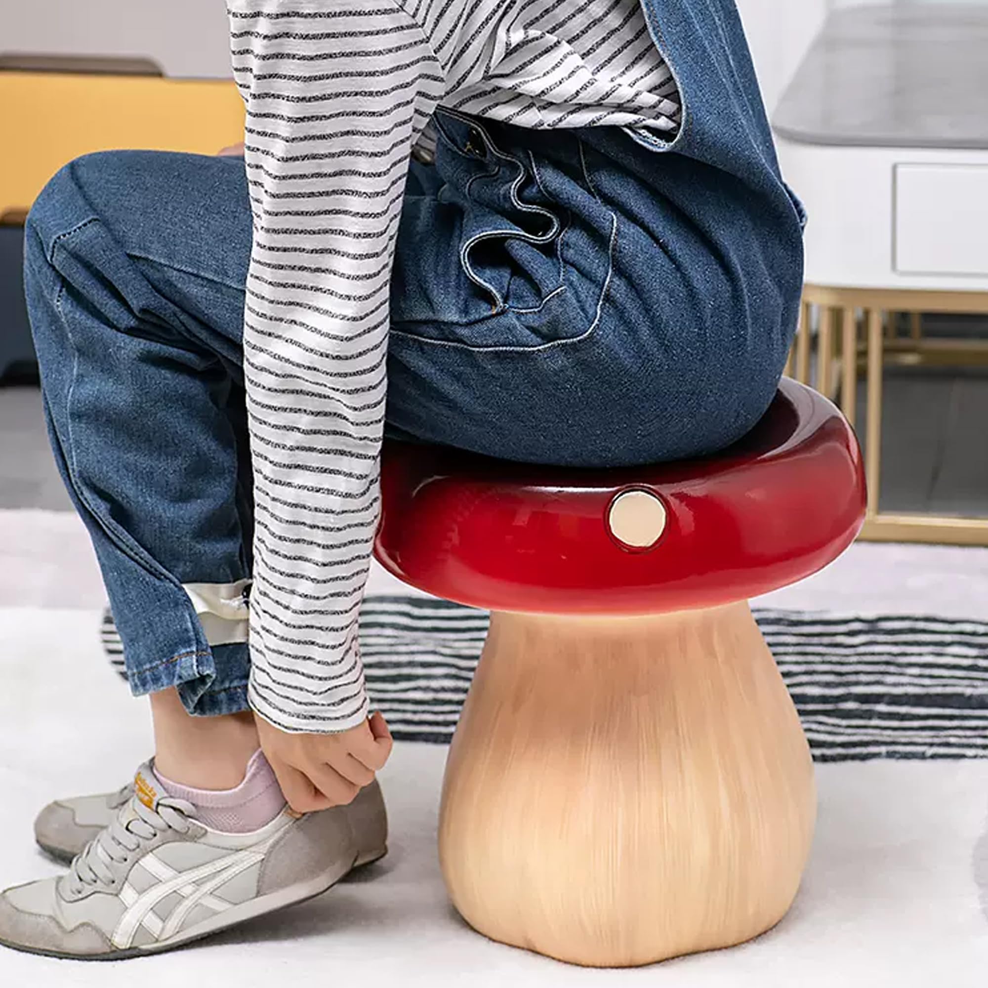 Juju Mushroom Ottoman Stool for Children - Small Stools to Sit On Kids - Vanity Stool Makeup Vanity Chair - Accent Chair with Ottoman - Kitchen Stool Kitchen Stools - Living Room Ottoman