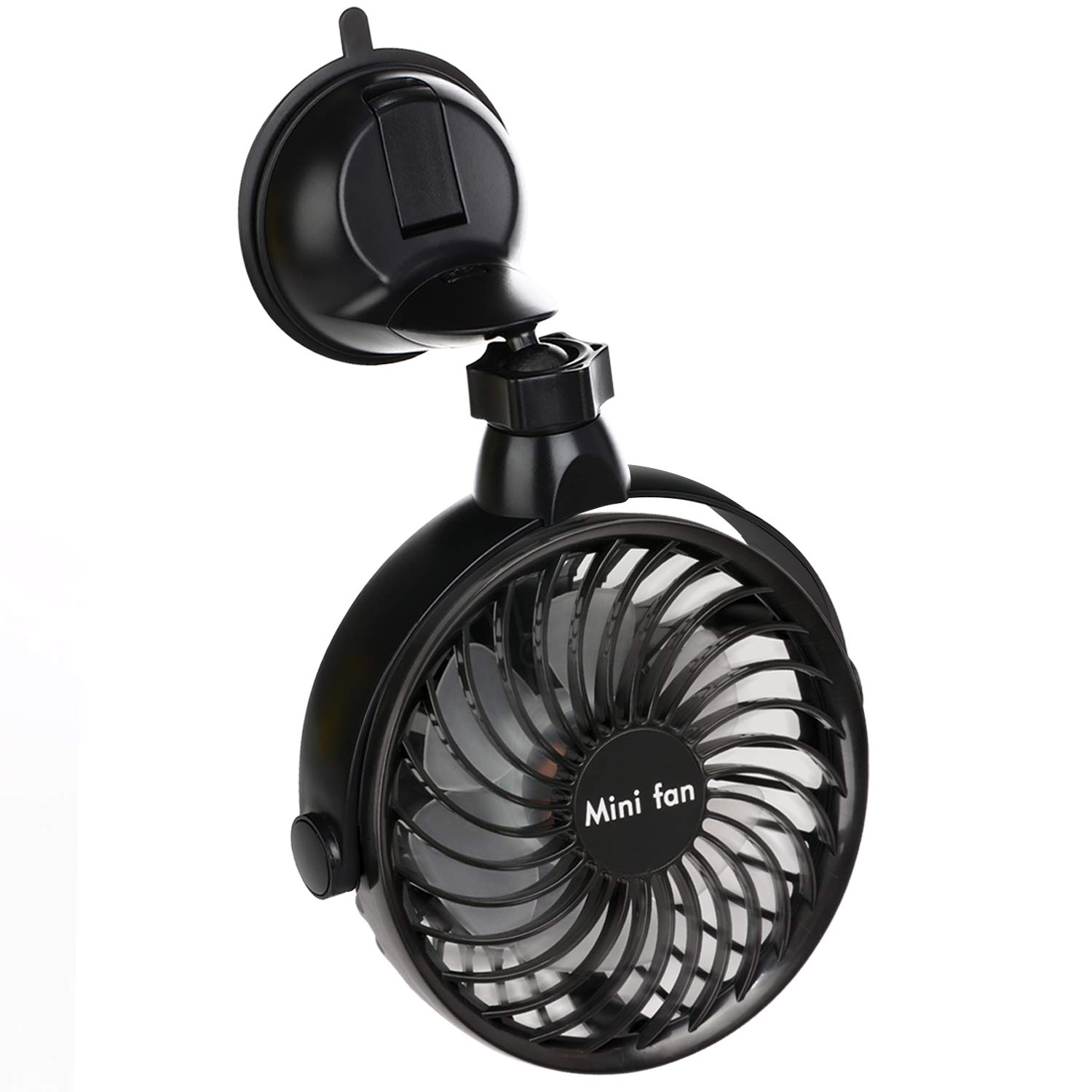 COMLIFE Battery Operated Kitchen Fan with Suction Cup, 2200mAh Capacity Rechargeable Wall Fan, Personal USB Fan with Strong Airflow, 4 Speeds, 360°Rotation, Must Have for Kitchen Cooking In Summer
