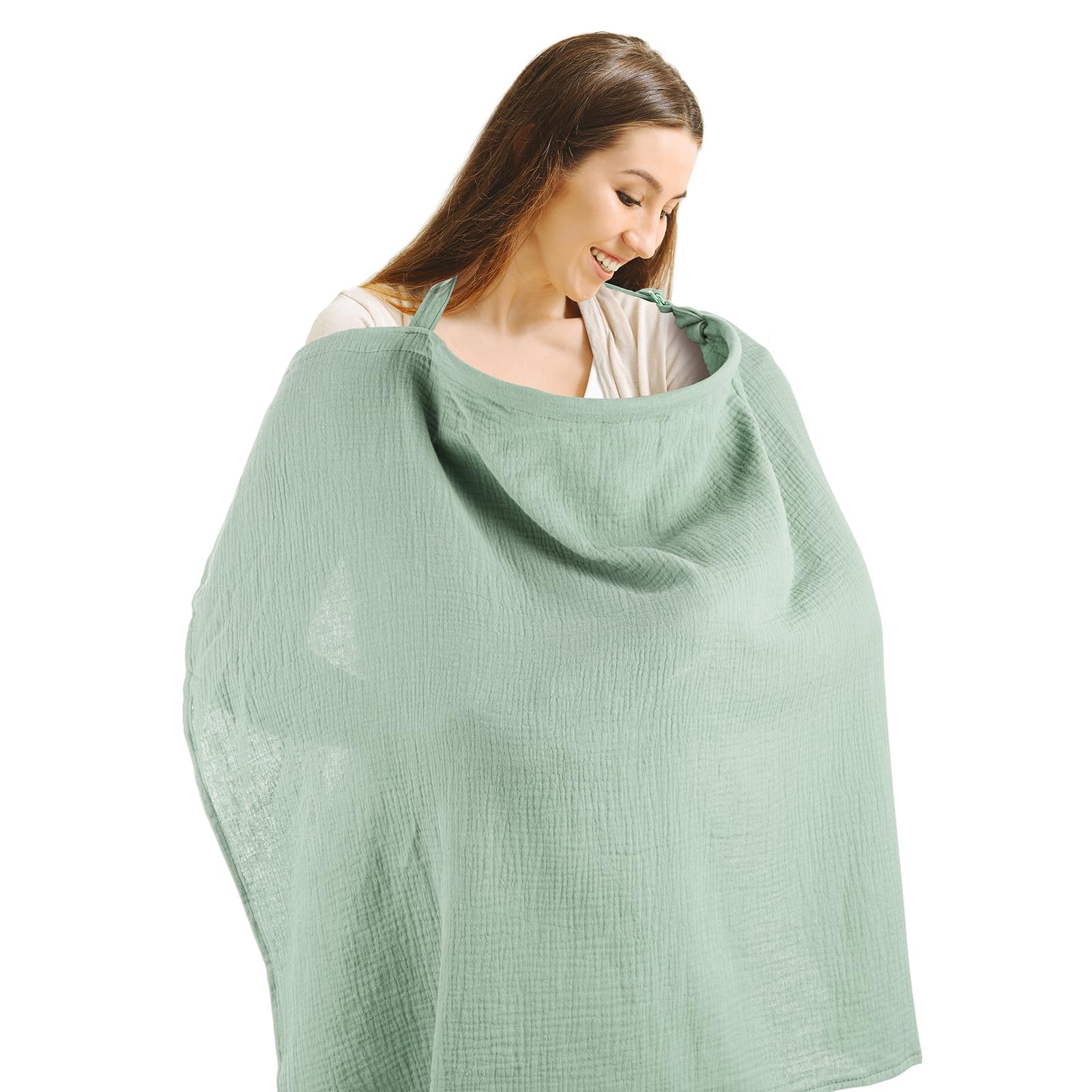 CORATED Nursing Cover for Baby Breastfeeding, Muslin Breathable Breastfeeding Cover Essentials with Rigid Hoop, Multi-use Adjustable Privacy Nursing Apron Cover