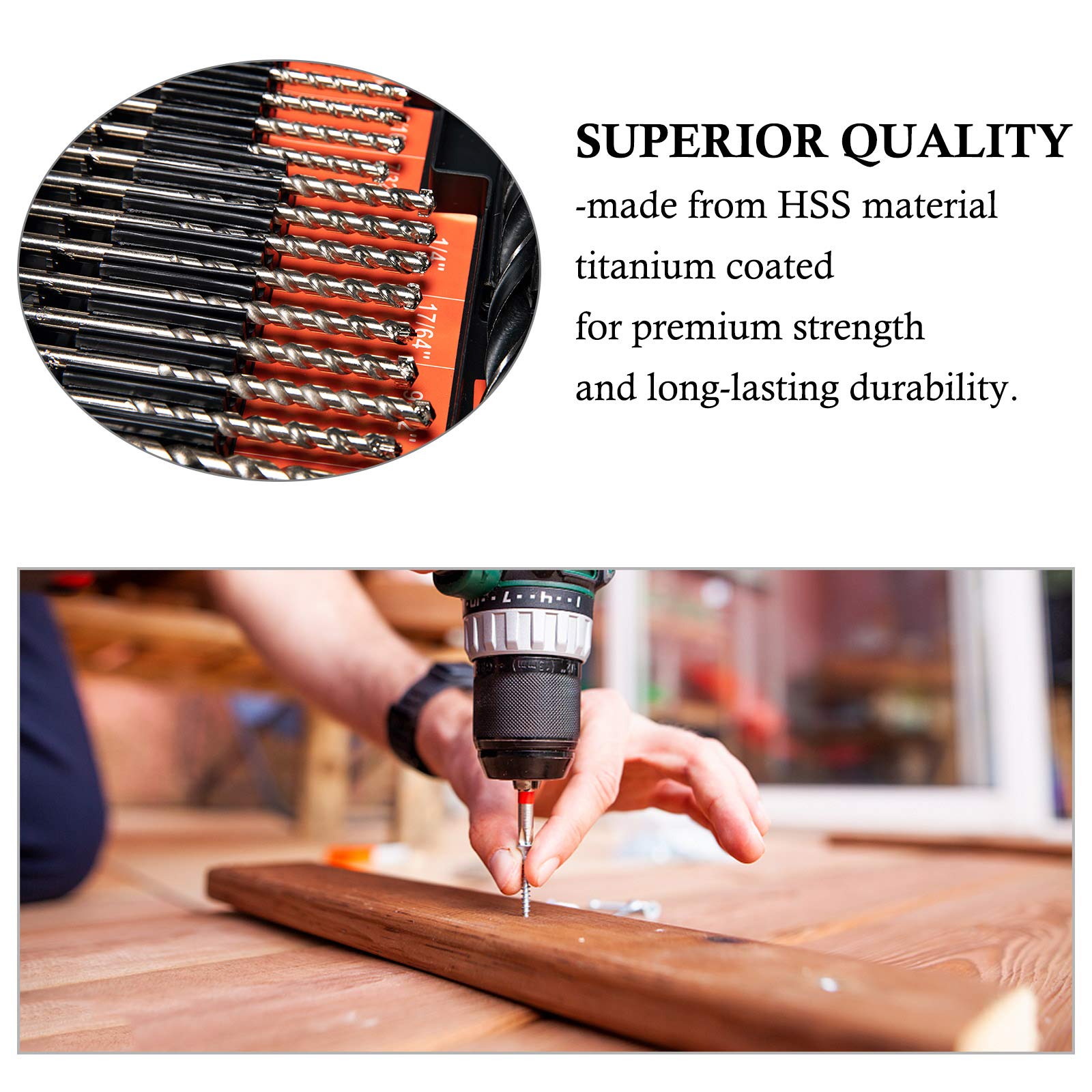 ETERNA Drill Bit Set, 246 PCS Titanium HSS Drill Bit Kit Screwdriver Bit Kit, with Carry Case for Metal, Masonry, Wood, Plastics Cement Drilling