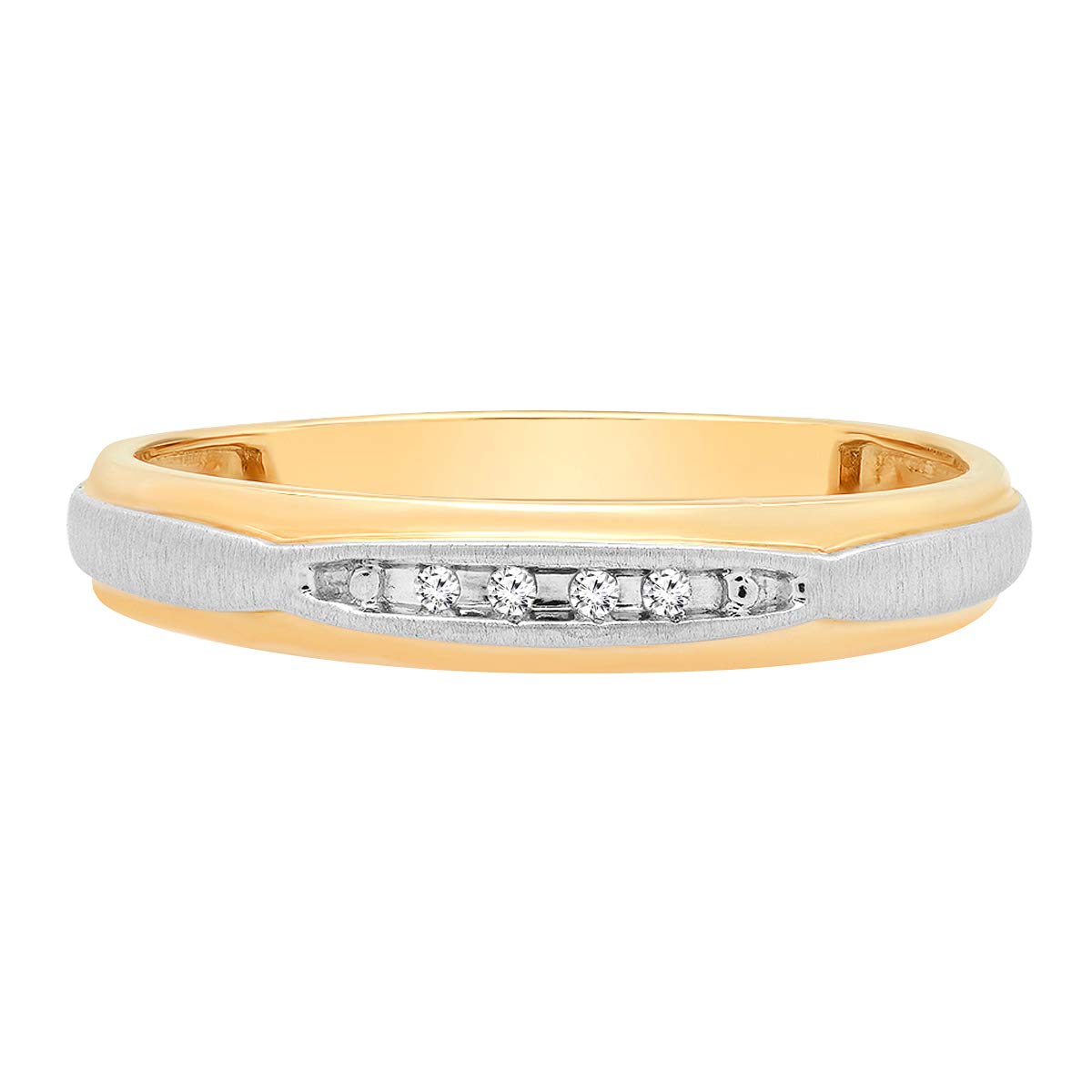 Dazzlingrock Collection 0.02 Carat (ctw) Two-Tone Round White Diamond 5 Stone Wedding Band for Women in 10K White & Yellow Gold, Size 4.5