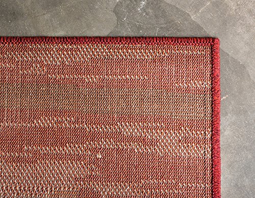 Unique Loom Autumn Collection Modern Contemporary Casual Abstract Area Rug, Rectangular 5' 0 x 8' 0, Terracotta/Burgundy Border