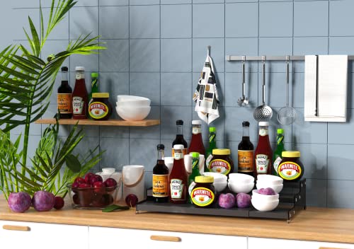 Jojocross Spice Rack Organizer for Cabinet, 3-Tier Expandable Spice Storage,Great for Kitchen Cabinet,Cupboard,Pantry and Countertop More 1 Pack/Black