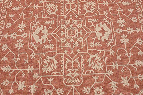 Unique Loom Outdoor Botanical Collection Area Rug - Allover (7' 1" x 10' Rectangle, Terracotta/ Beige)