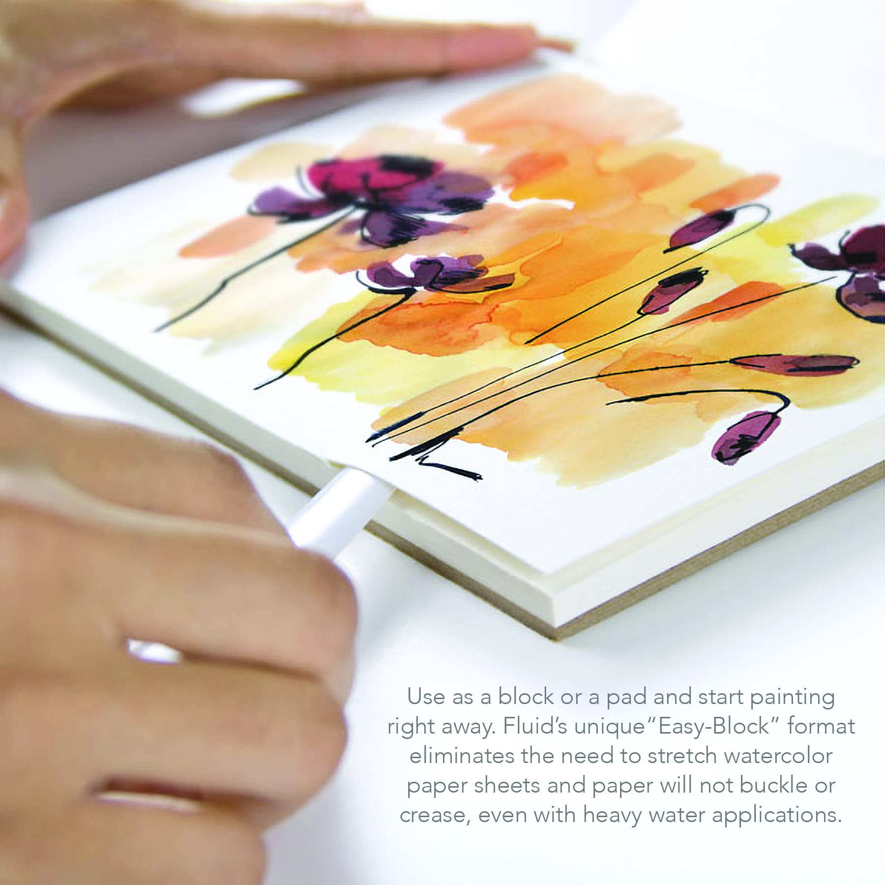 Speedball Art Products, 811210, Fluid 100 100% Cotton Artist Watercolor Paper, 8 x 8 inch Block, 140 lb Cold Press
