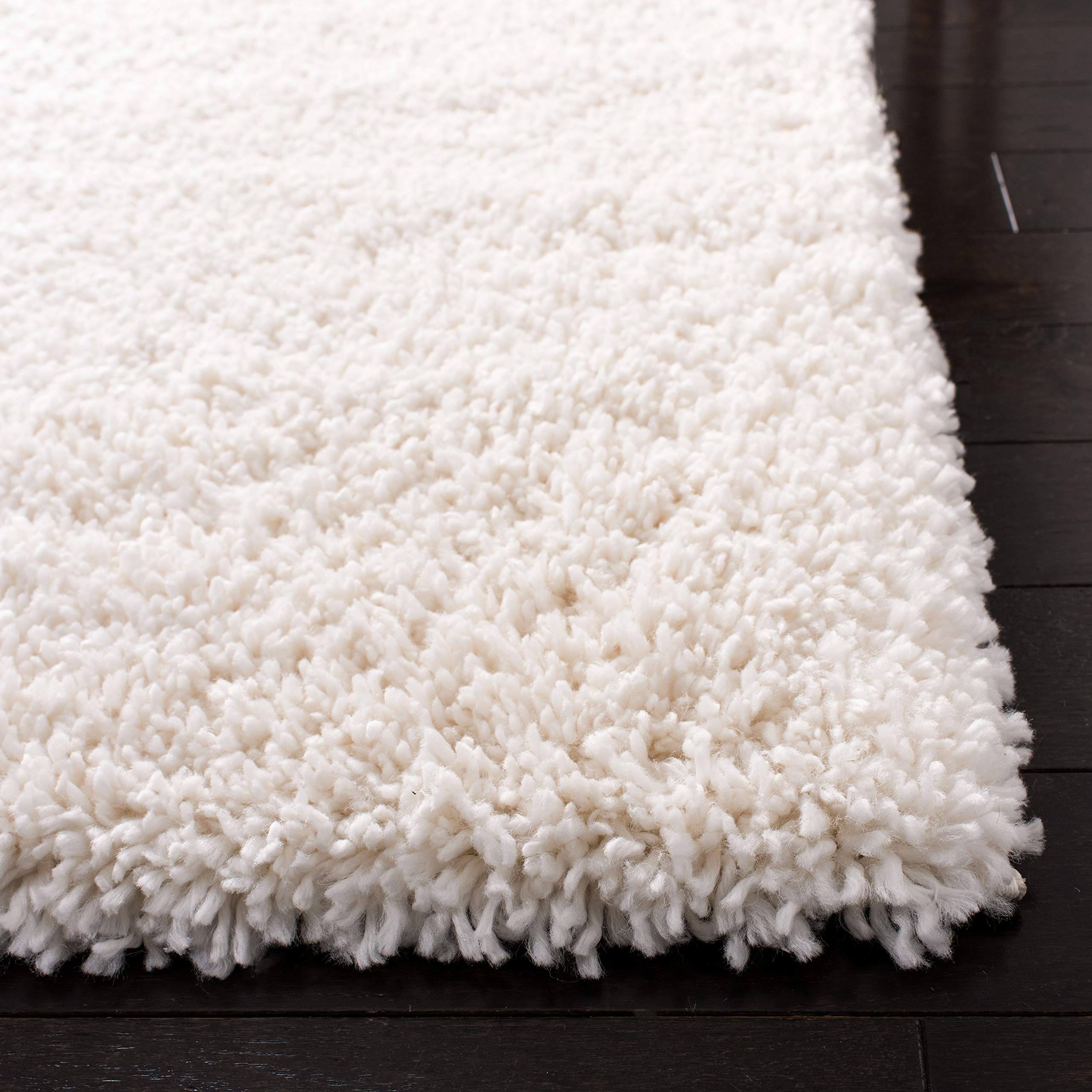 SAFAVIEH Fontana Shag Collection 6'7" x 9' Ivory FNT800A Solid Non-Shedding Living Room Bedroom Dining Room Entryway Plush 2-inch Thick Area Rug