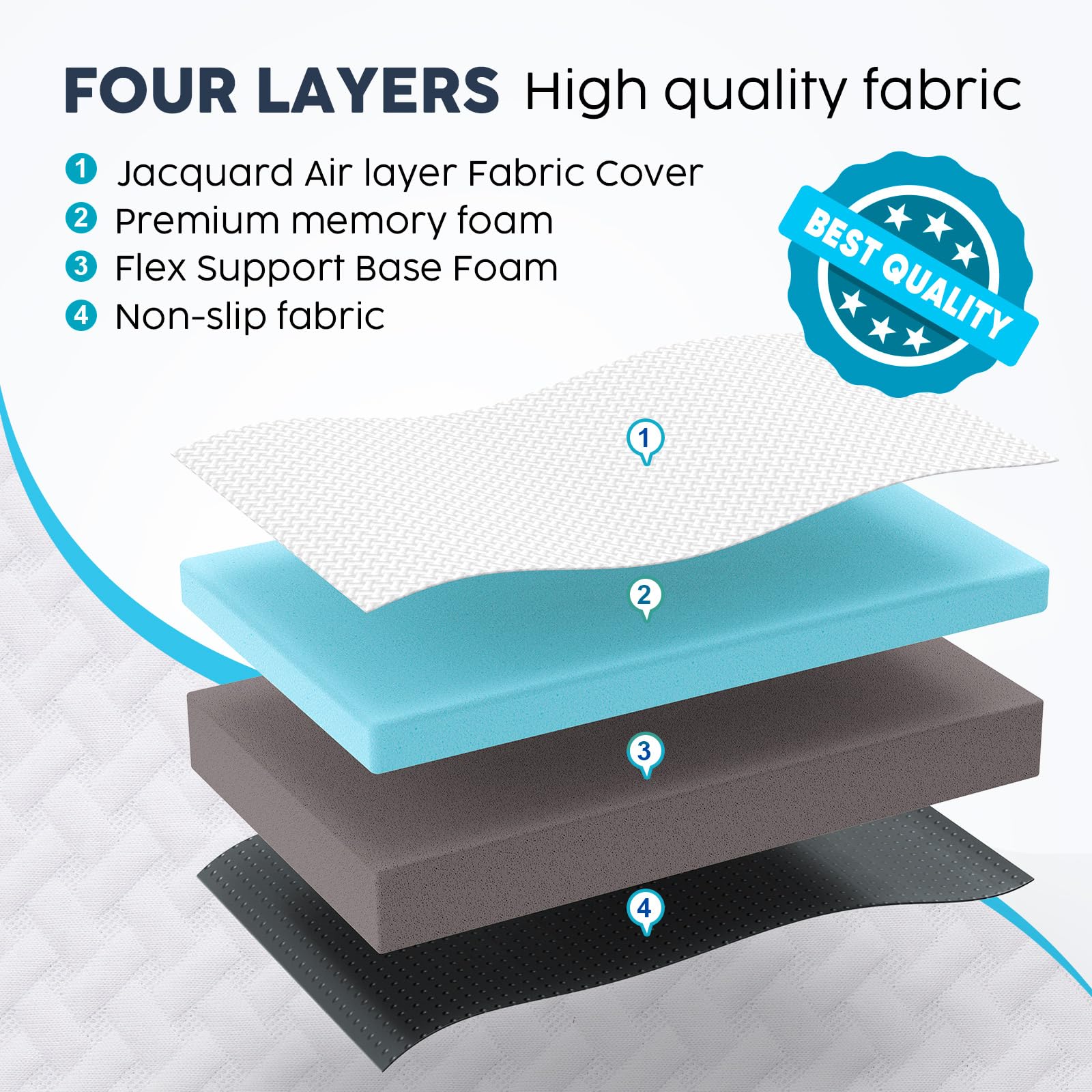 MASVIS Folding Memory Foam Mattress,4 inch Tri-fold Mattress Topper for Camping and Travel, Foldable Guest Bed with Removable Cover, Foldable Mattress with Storage Bag,Full