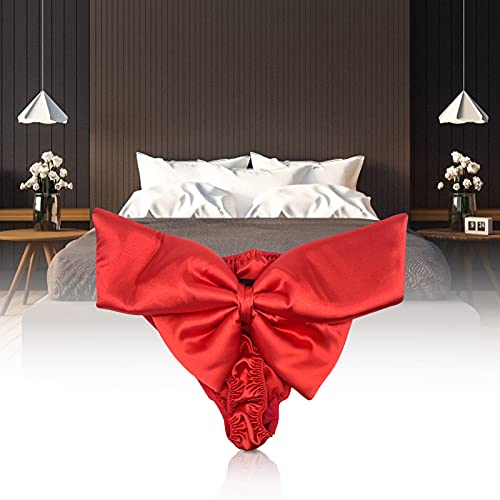 TIMIJOY for Women Red G-Strings Thongs for Women, Sexy Slutty Panties with Bow on Back, Stretch Low Rise T-Back Underwear