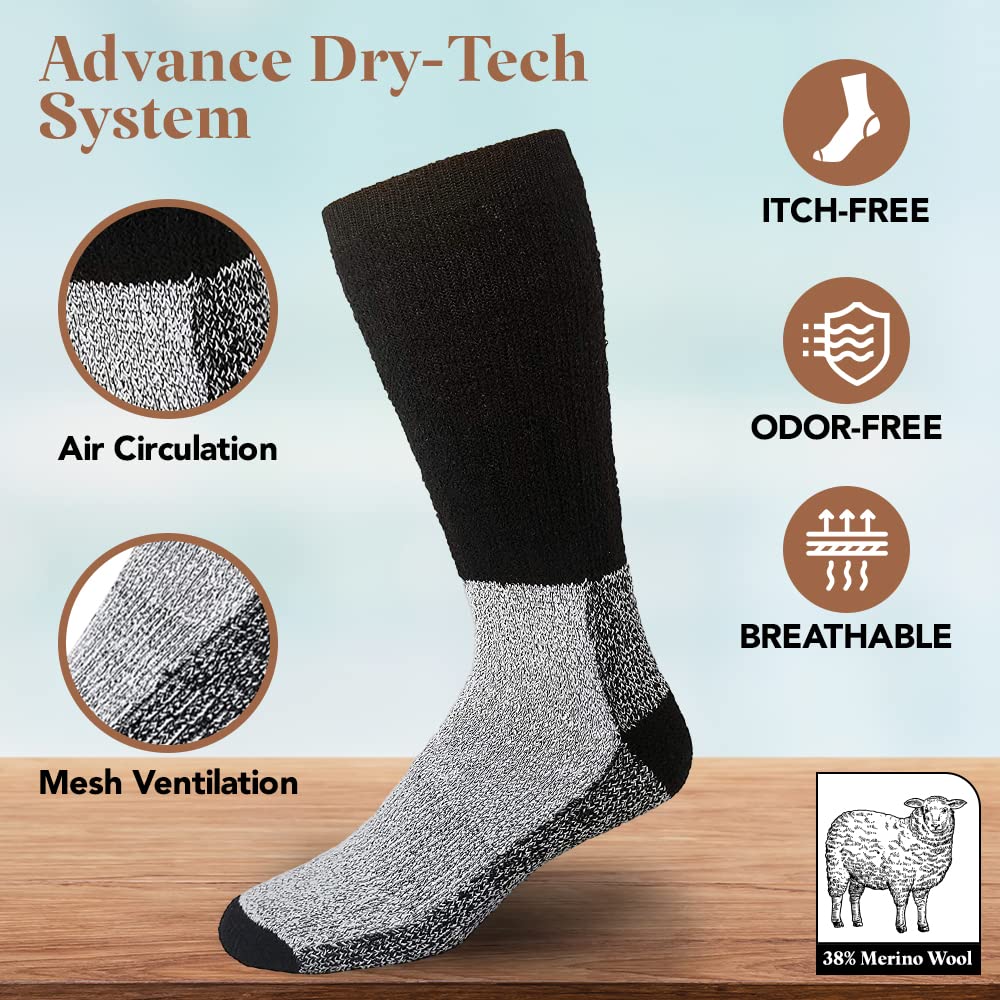 Debra Weitzner Thermal Socks Merino Wool For Men and Women - Extra-Warm Winter Cold Weather Boot Socks (3 Pairs)