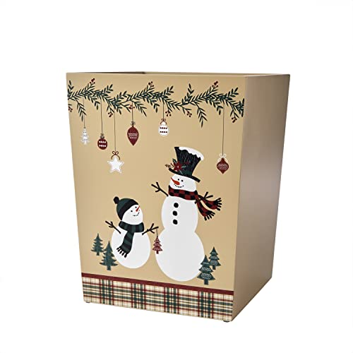 SKL Home Christmas/Winter/Gift Rustic Plaid Snowman Waste Basket, Multicolored