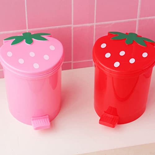 NUOBESTY Mini Heart Desktop Strawberry Desk Trash can Desktop Trash can car Trash cans Trash Can: Push