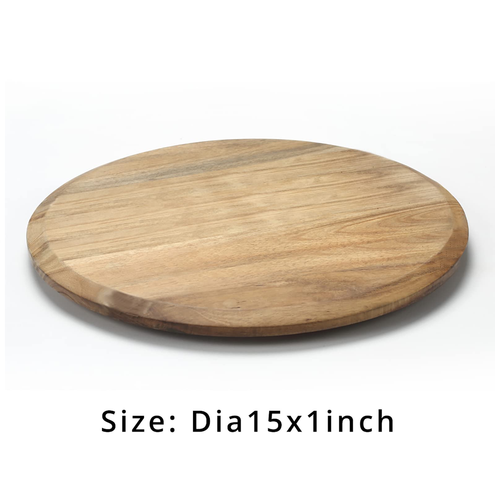 EVERBBKING 15 inch Acacia Wood Lazy Susan Kitchen Organizer Turntable for Cabinet Pantry Table Organization Spice Oil Storage
