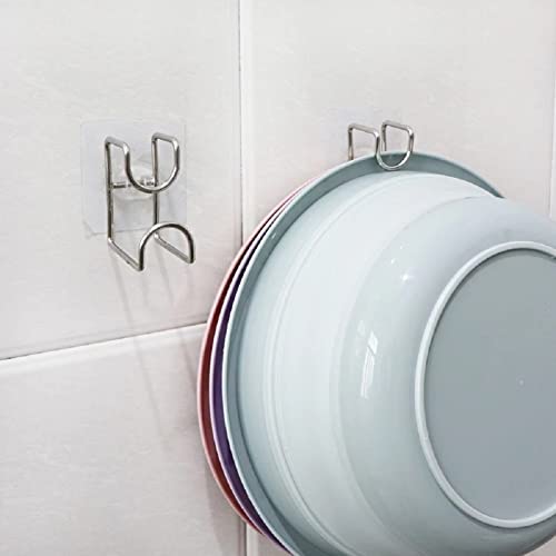 InfantLY Bright Wall Mounted Washbasin Hook Hair Dryer Holder , Heavy Duty Strong Self-Adhesive Waterproof Reusable Robe&Towel Hooks Sticky Hanger Multi-Purpose Hook Kitchen Washroom Bathroom (007)
