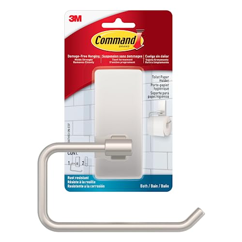 Command Toilet Paper Holder Matte Black with Water Resistant Command Strips, Rust Resistant Bathroom Organizer
