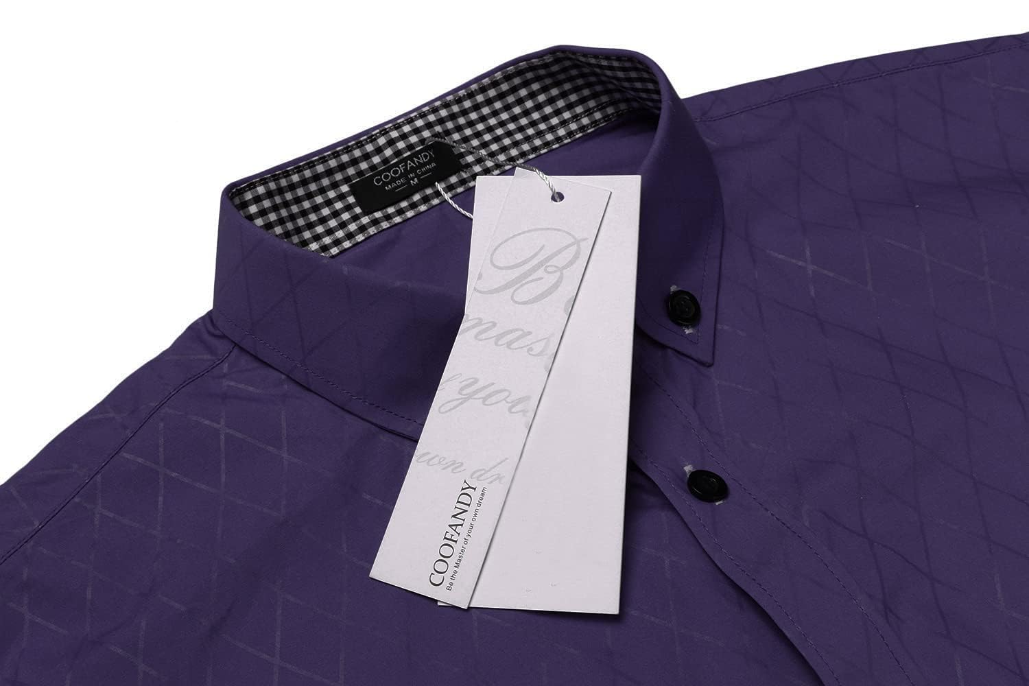 COOFANDY Mens Shirt Business Dress Casual Slim Fit Button Down, Solid Purple, XX-Large, Long Sleeve