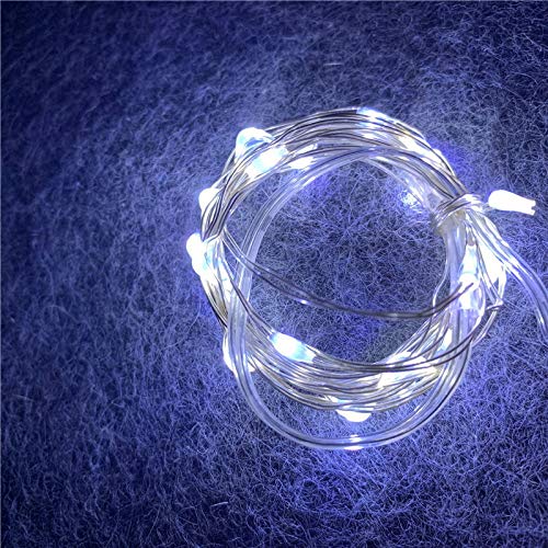 CSDMZJF-LED White String Lights,Christmas Fairy Lights Battery Operated,LED String Lights - Firefly Lights - Silver Wire - Battery Operated- for Christmas