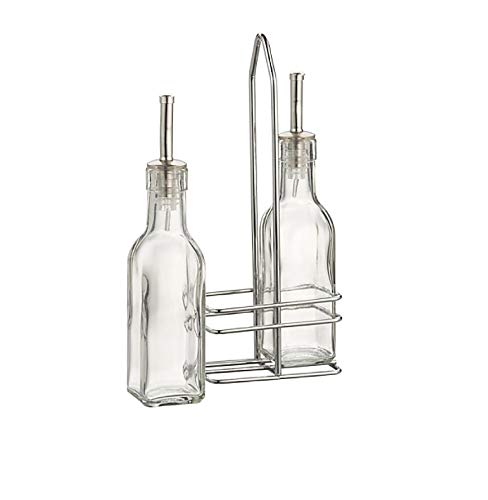 Crate & Barrel 2-Piece Oil & Vinegar Cruet Set: one of each style. 4.5"Wx2.5"Dx9.5"H