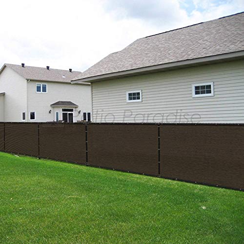 Patio 5' x 25' Fence Privacy Screen Brown Commercial Grade Mesh Shade Fabric with Brass Gromment Outdoor Windscreen Zipties