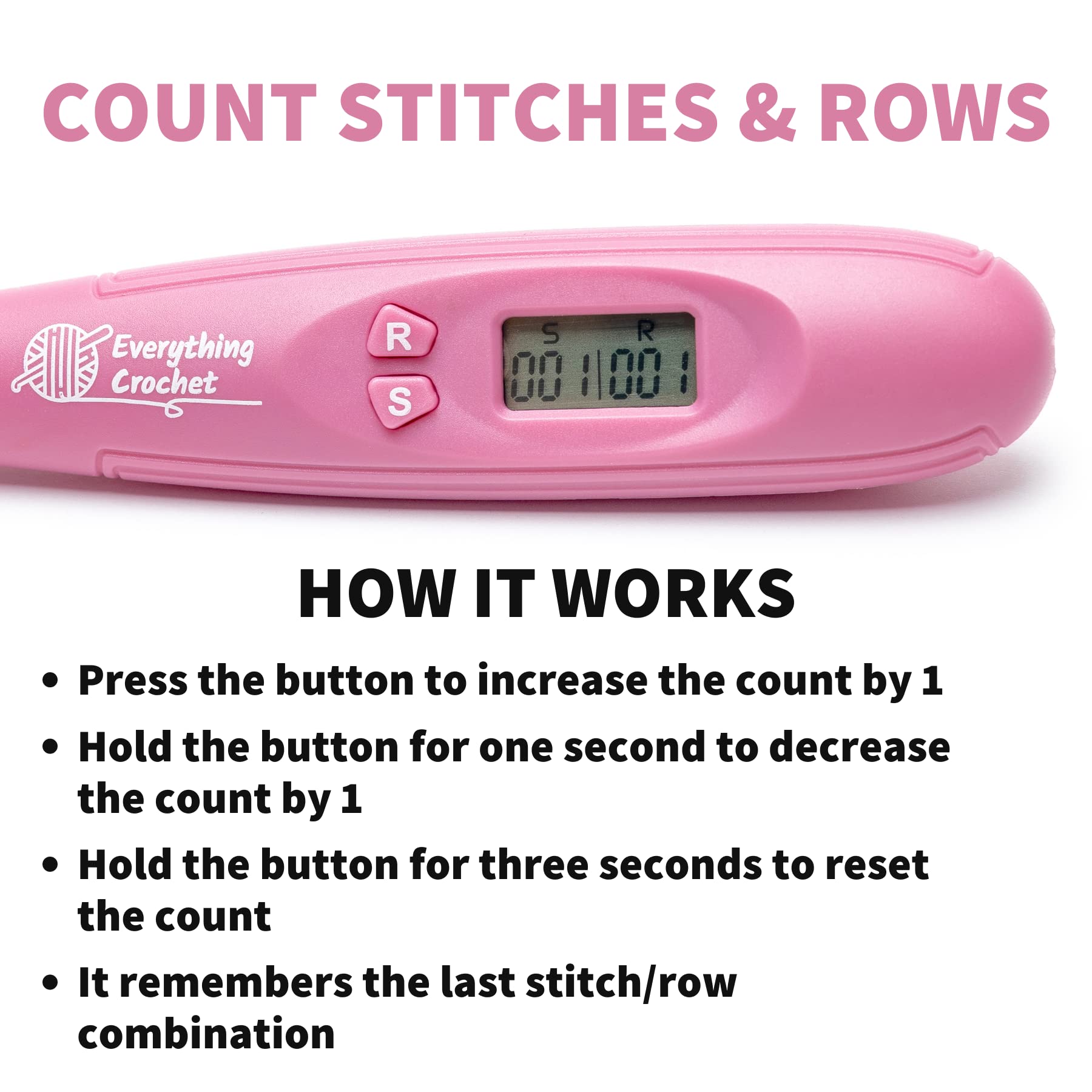 Everything Crochet Counting Crochet Set Digital β Original Ergonomic Crochet Hook Set with Digital Counter to Track Rows and Stitches β Counting Crochet Kit with 9 Interchangeable Crochet Hooks