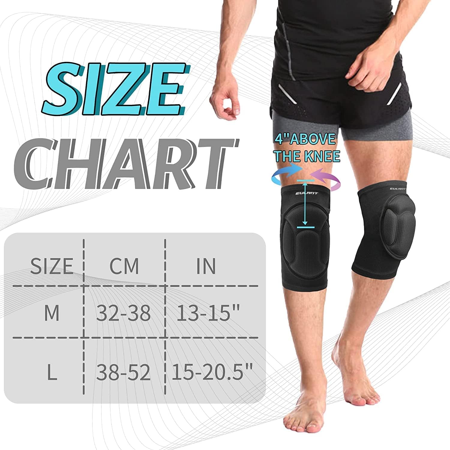 EULANT Volleyball Knee Pads for Men Women, Collision Avoidance Knee Protector Sleeve, Thick Padded Knee Protector for Volleyball Basketball Wresting Gardening Kneeling Works L