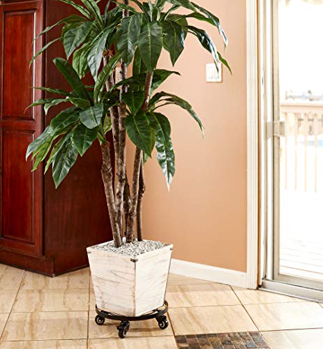 Patio Plant Trivet with Wheels | Outdoor Plant Stand with Wheels | Rolling Plant Stand with Casters Heavy Duty (44lbs Capacity) | Plant Dolly with Wheels | Modern Plant Stand Caddy (Set 2)