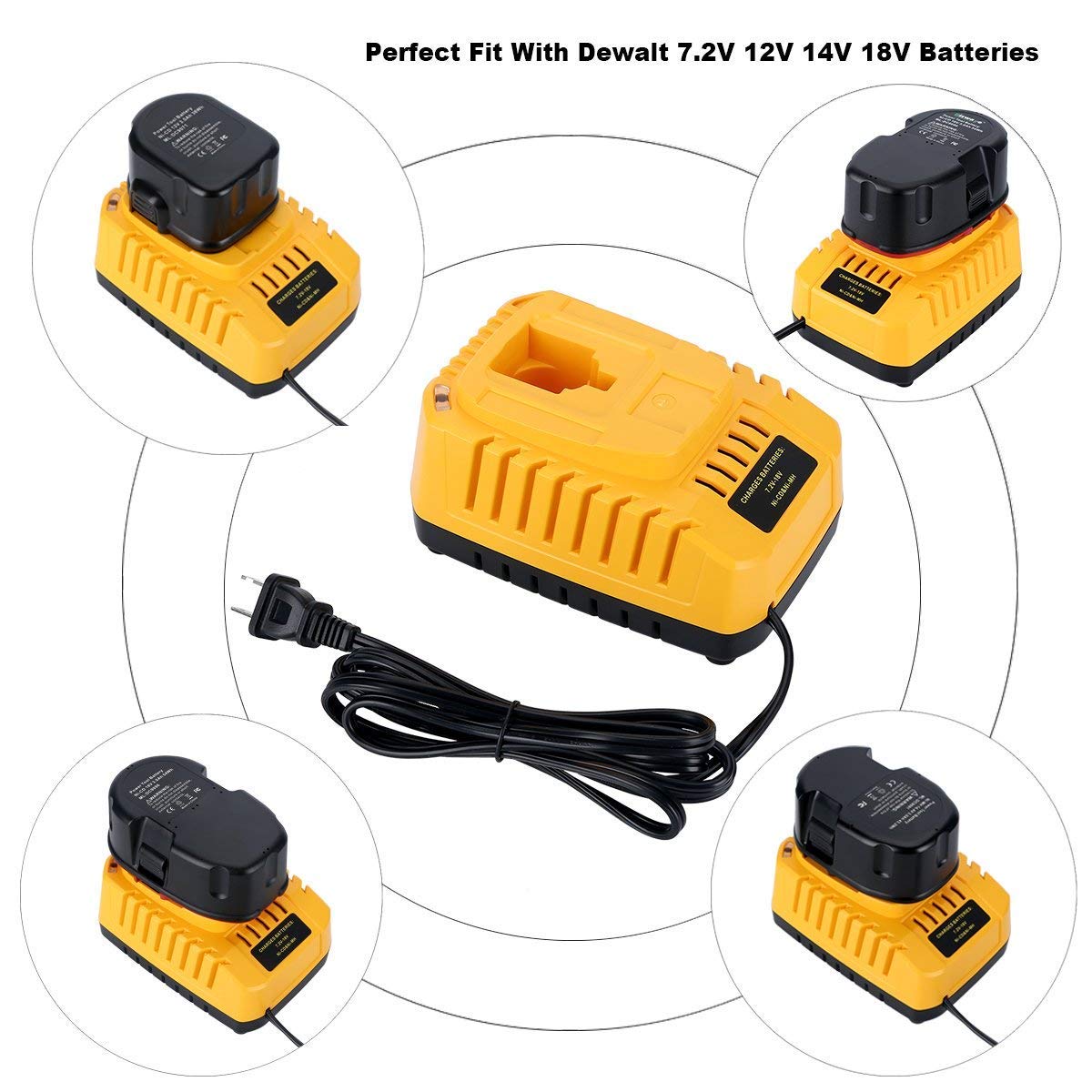 DC9310 NiCD & NiMH Charger for DEWALT 7.2V-18V XRP Battery, Cell9102 Replacement Dewalt 18V Battery Charger Compative with NiCd NiMh Battery DC9096