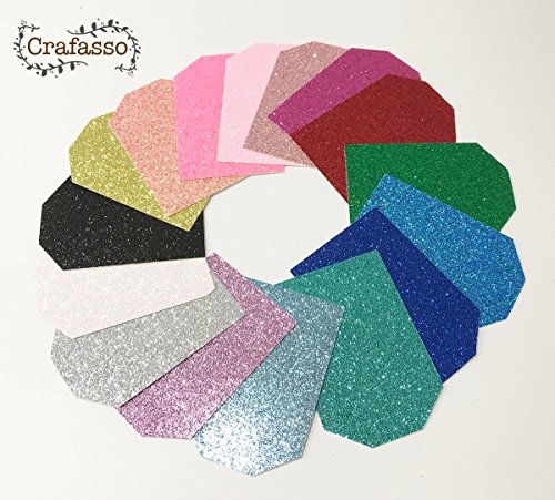 Crafasso 12" x 12" 300gms Heavy & Premium Glitter cardstock, 15 Sheets, Blue