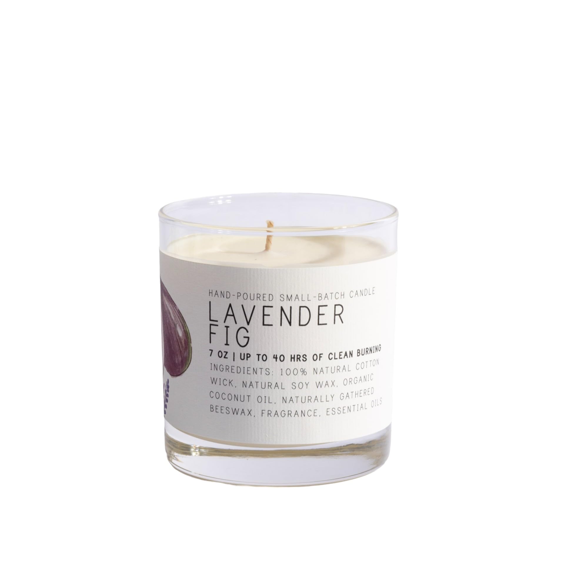 Just Bee All Natural Aromatherapy Scented Natrually Gathered Beeswax & Soy Candle Hand Poured Small Batch 100% Natural Cotton Wick Made in USA (7 oz, Lavender & FIg)