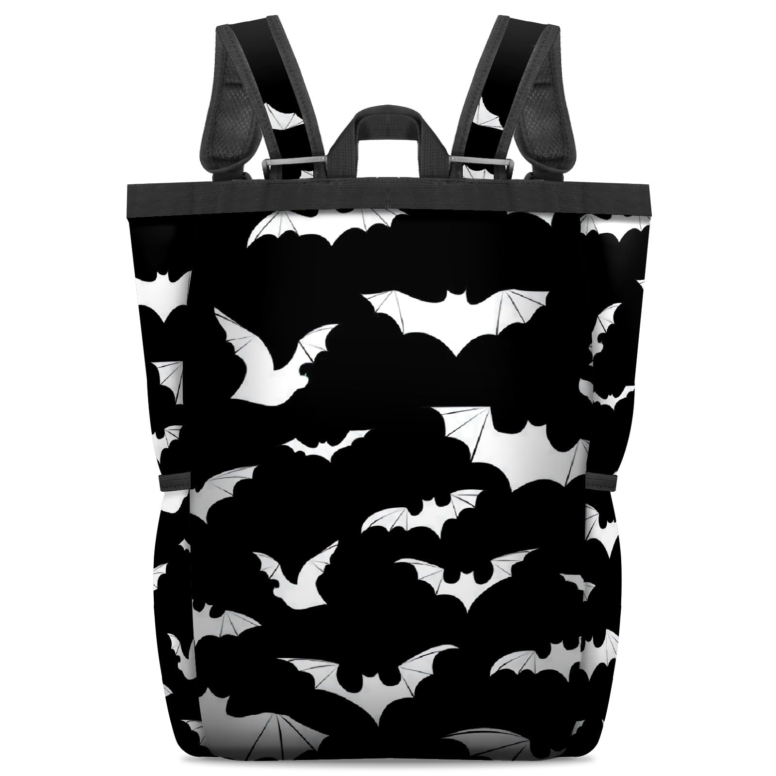 Counullo Halloween Bat Backpack for Women Man Black Travel Tote Backpack Airline Approved Personal Item Travel Bag for Work College Teacher Work Halloween Decor