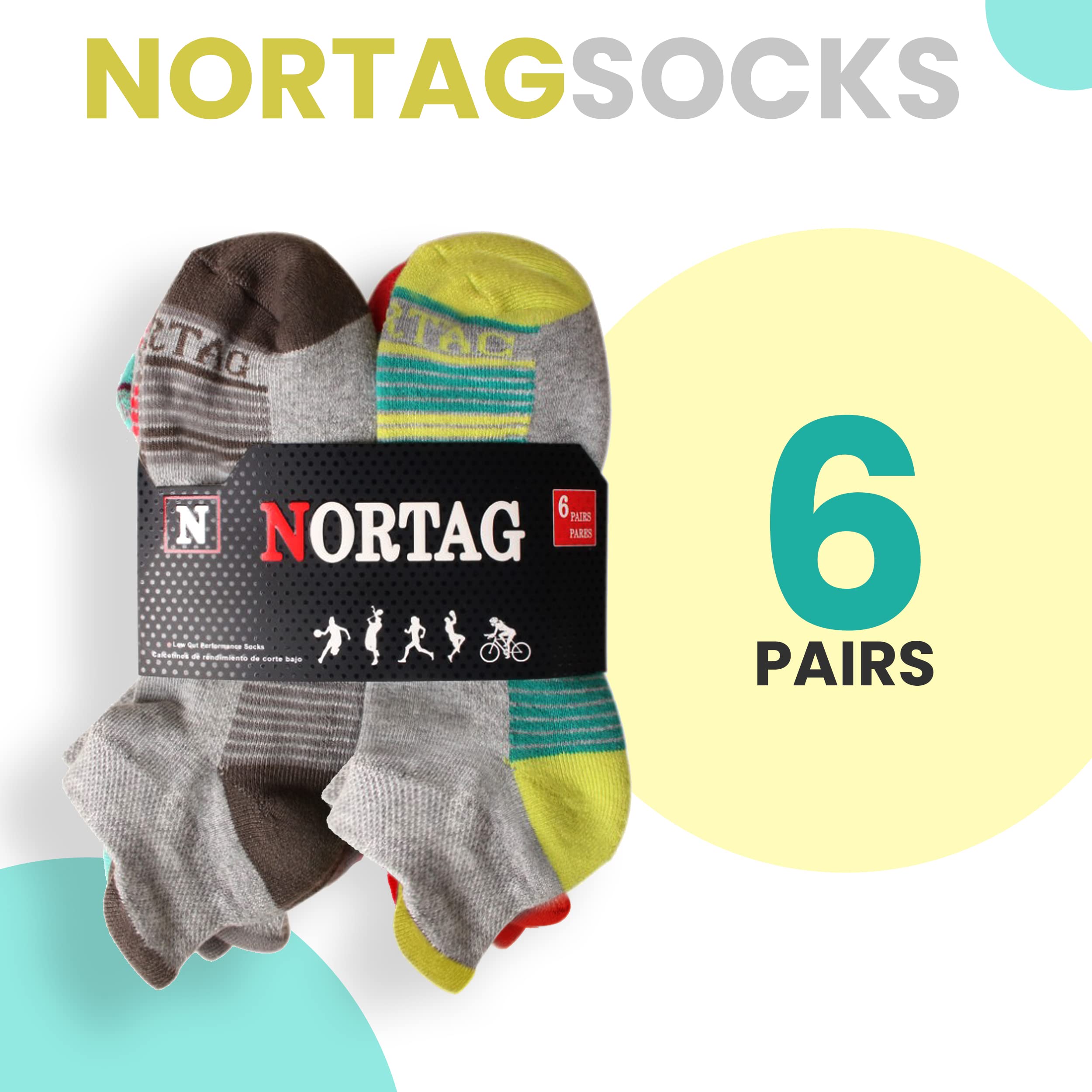 Compression Ankle Socks for Men & Women, Pack of 6, Athletic Cushioned Socks, Hiking, Running & Daily Wear, Size 7-10.