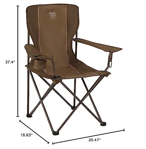 TIMBER RIDGE Collapsible Armrests Cup Holder & Carry Mat & Pet Leash Heavy Duty Foldable Chair for Outdoor Lounge Lawn Beach, Support 300 lbs, Earth Brown