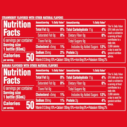 Danimals Smoothie Strawberry Explosion and Banana Split Dairy Drink Multi-Pack, Easy Snacks for Kids, 12 Ct, 3.1 OZ Smoothie Bottles