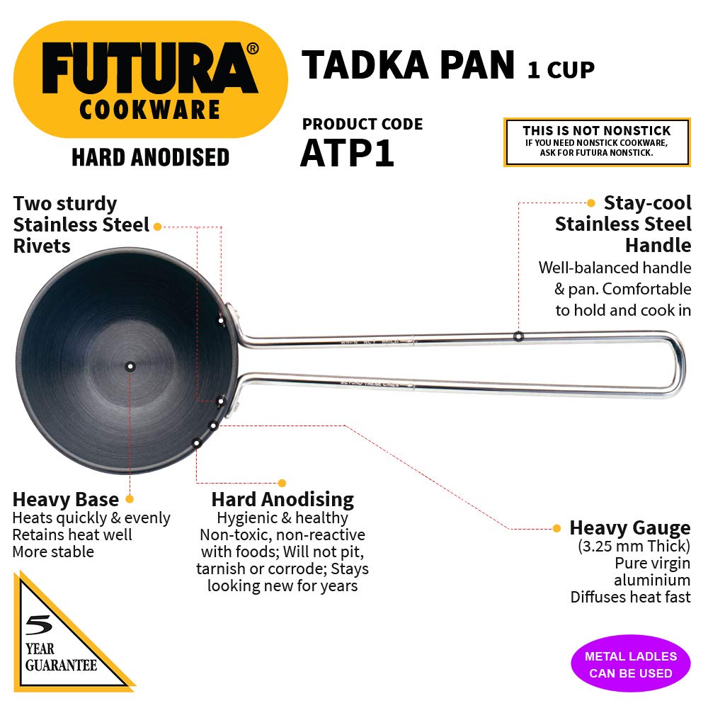 Futura Anodised Heating Pan, 1 Cup, Black