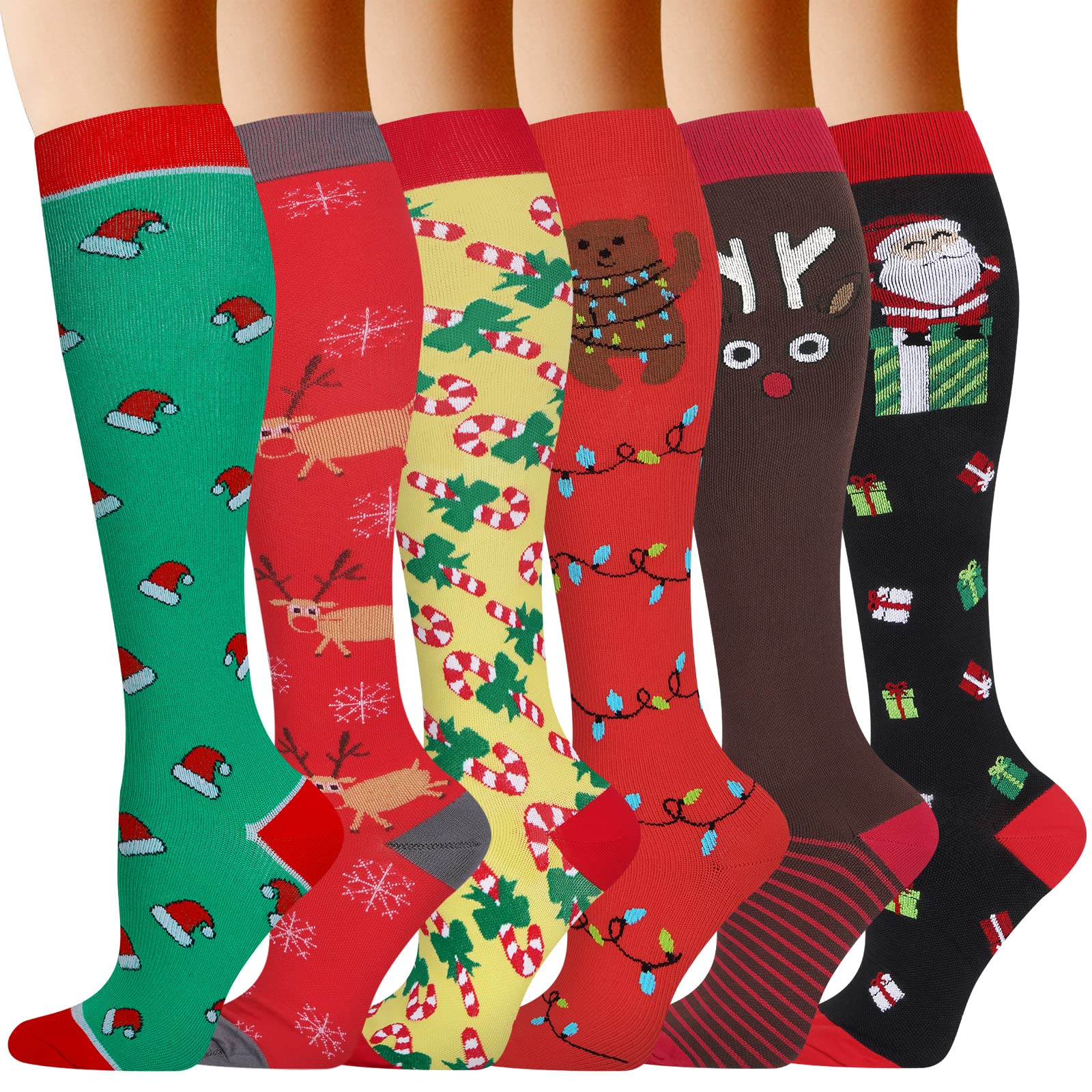Compression Socks Women and Men Circulation, 4 Pairs 15-20mmhg Knee High Compression Socks for Running, Travel, Athletic, Nurses