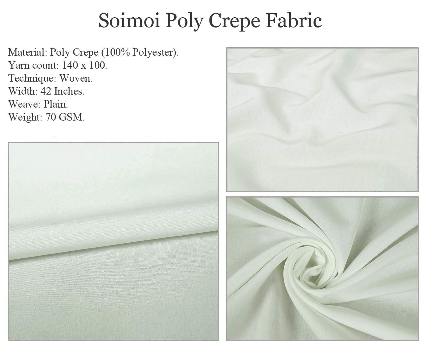 Soimoi Polyester Crepe Fabric Leaves & Floral Artistic Printed Fabric 1 Yard 42 Inch Wide