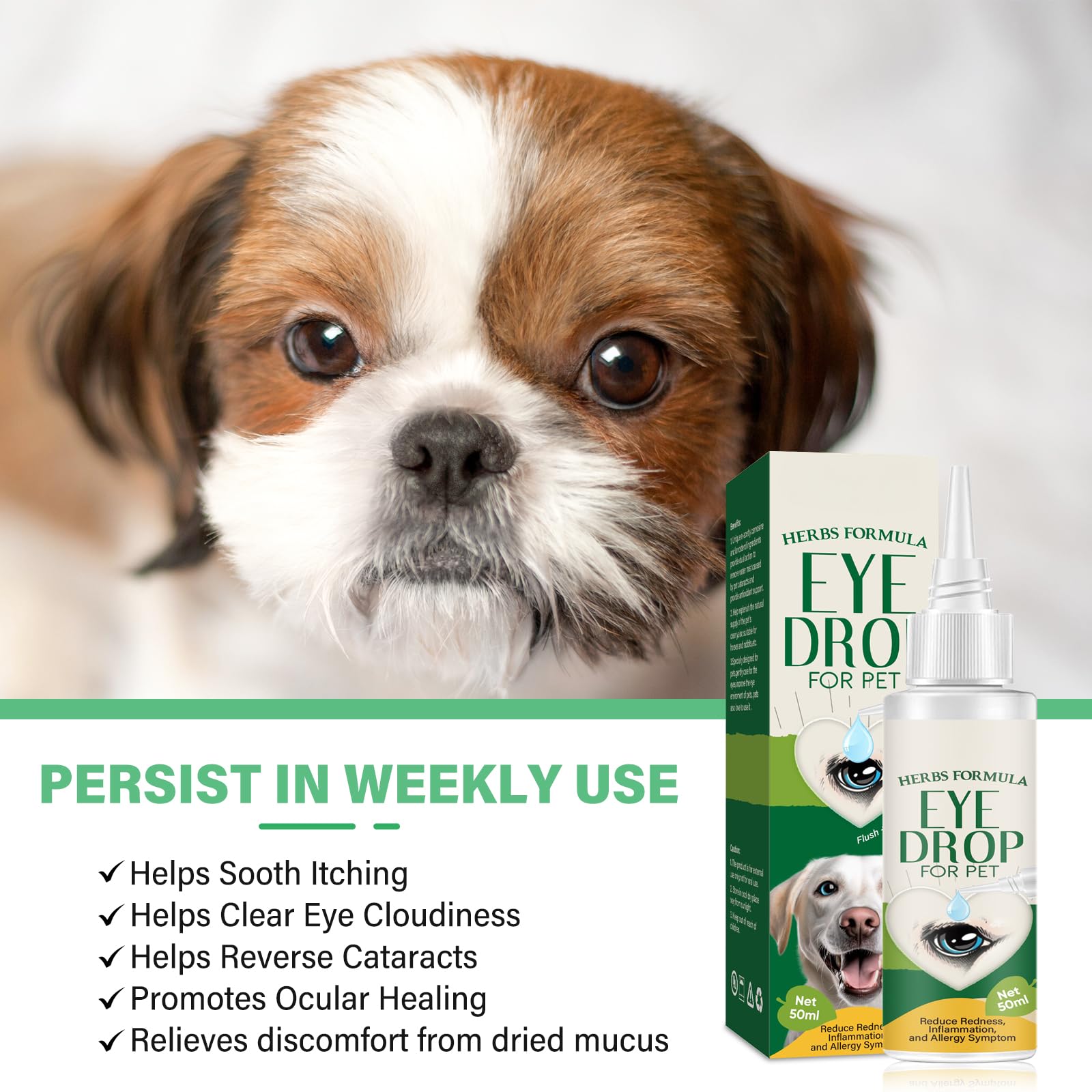 JUSTSWAG Dog Eye Drops, Effective Dog Eye Drops for Dogs, Infection Treatment- Relieve Pink Eyes and Allergy Symptoms, Improve Dryness