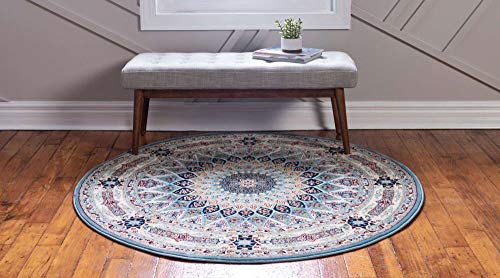 Unique Loom Narenj Collection Area Rug - Adams (10' Round Blue/Burgundy)