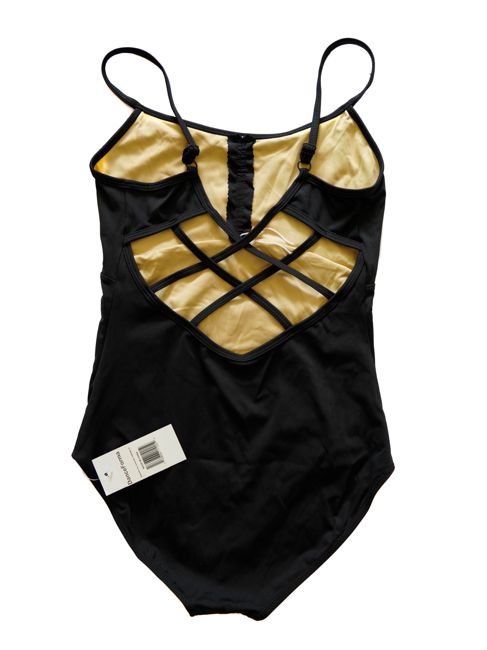 DanceForma Black Cross Back Adjustable Camisole Leotard Skwodico LEW2203 (L)