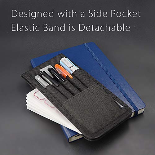 Pen Holder, Pencil Holder, Pen Sleeve Case for Hard Cover Journals, Notebooks, Books, Binders, Hold Multi Pens Pencils Rulers Durable Fabrics, Detachable, Elastic Band. Black.