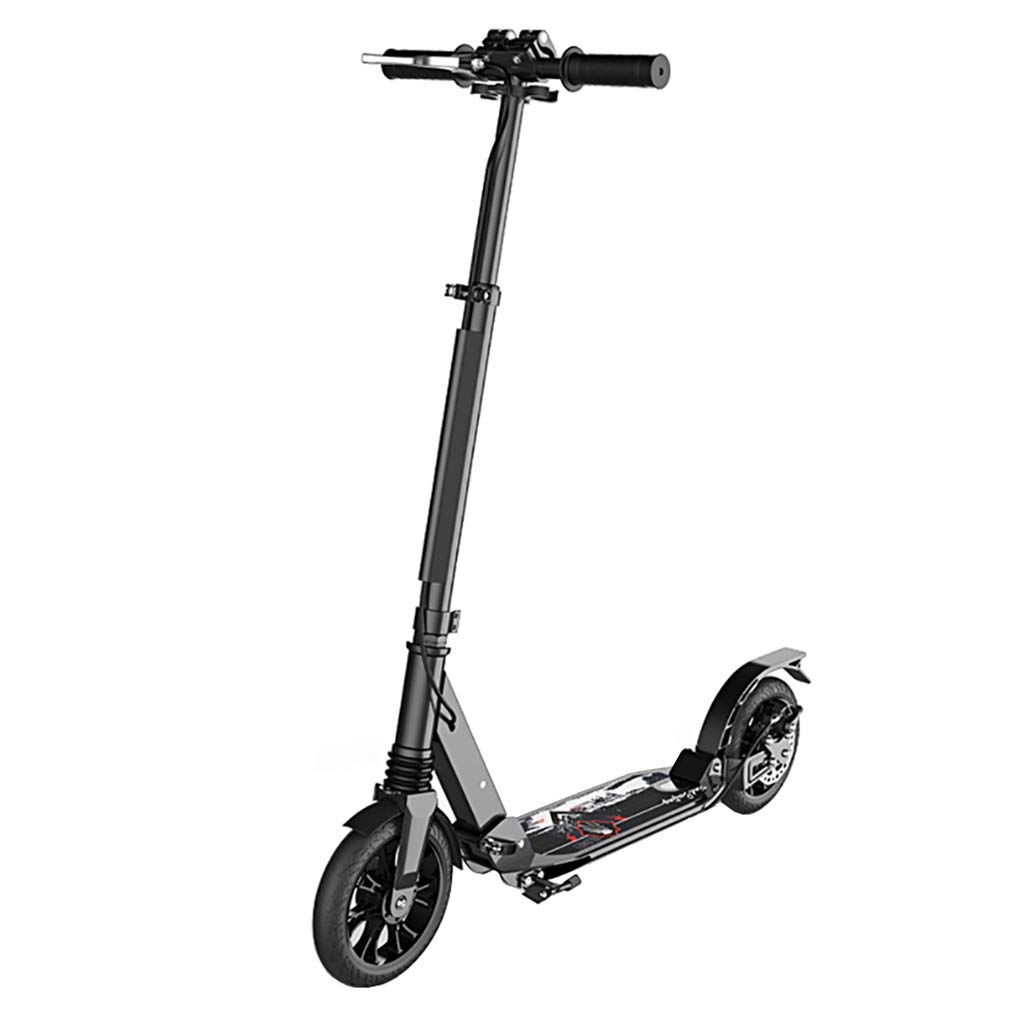 Commuter Scooter, Scooter, Adult Folding Two-Wheeled Scooter, 2 Solid PU Wheels, Double Brakes, Double Damping, Adjustable Height (Non-Electric)