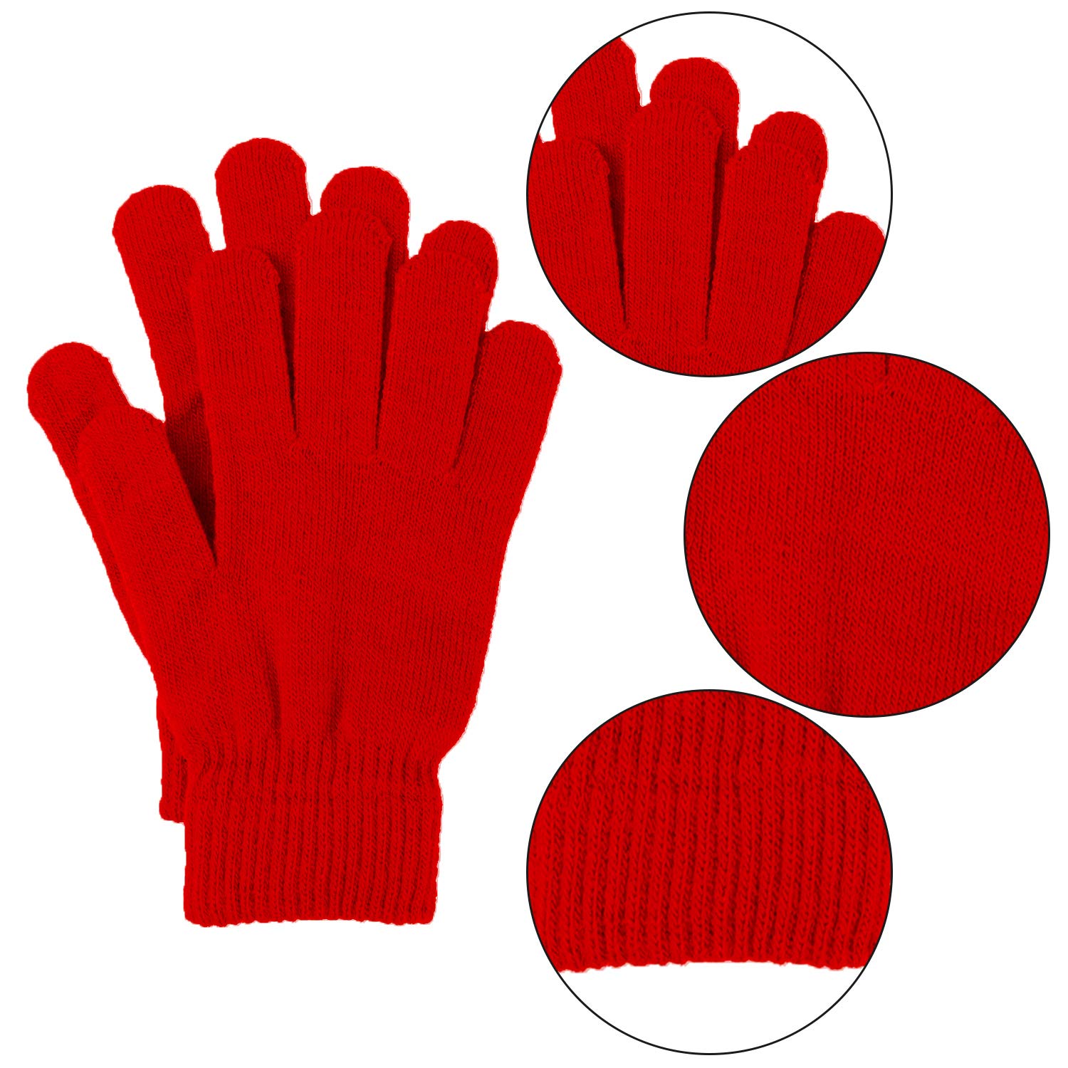 Cooraby 12 Pairs Winter Knitted Magic Gloves Stretchy Full Fingers Gloves for Men, Women or Teens (Medium, Mixed Colors B)