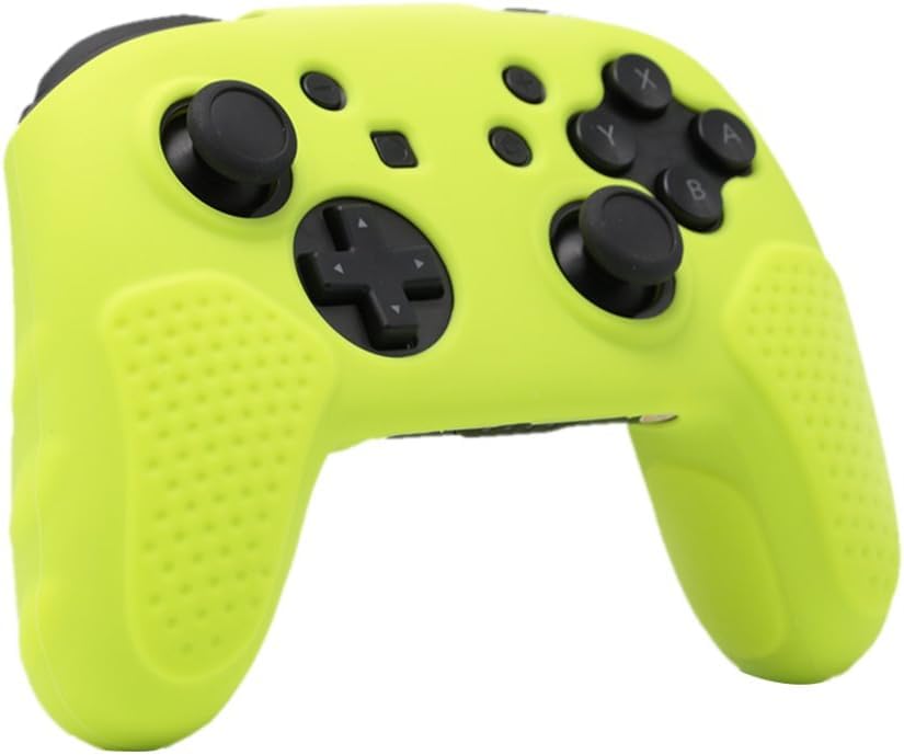 CHINFAI Silicone Case Grip for Nintendo Switch Pro Controller with 4 Pair/8 Pcs Thumbstick Caps, (Yellow)
