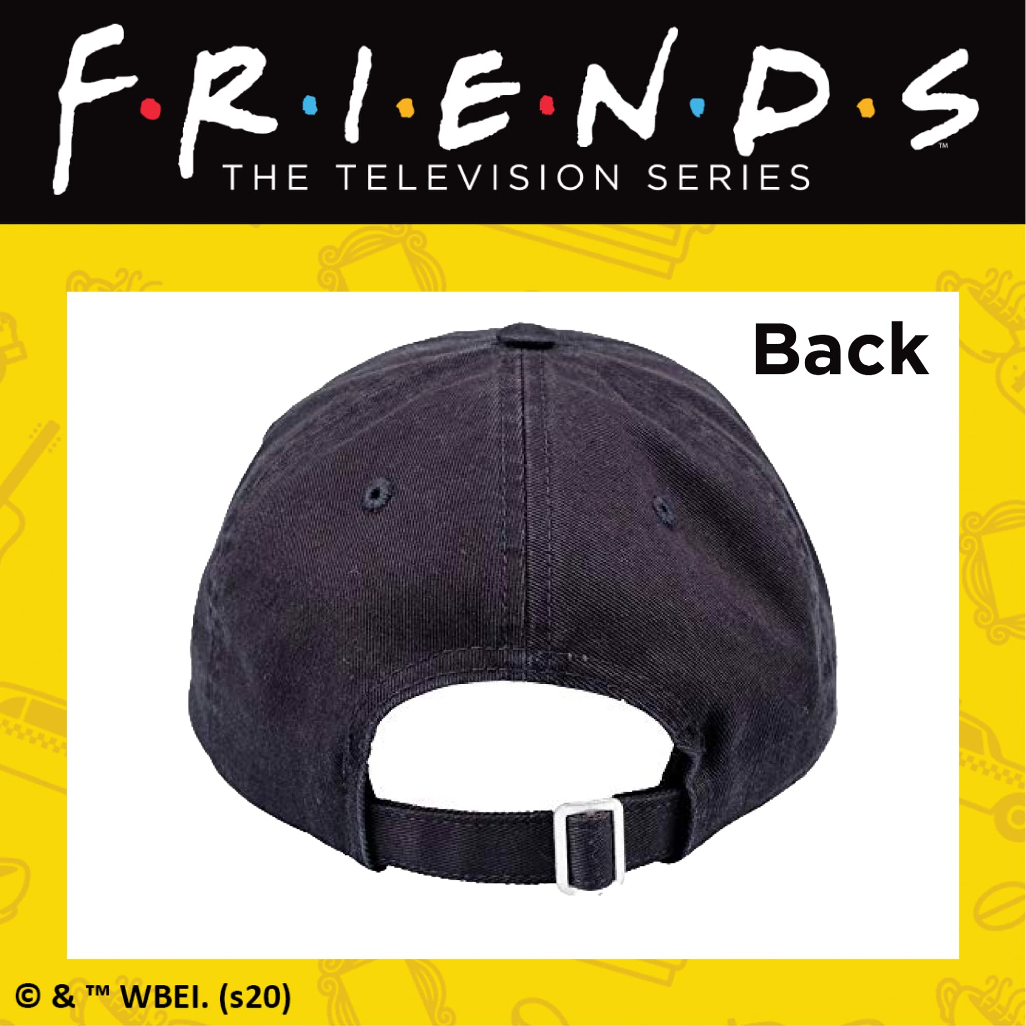 Concept One Warner Bros Friends Dad Hat, Doodle Logo Cotton Adjustable Baseball Cap with Curved Brim, Black, One Size