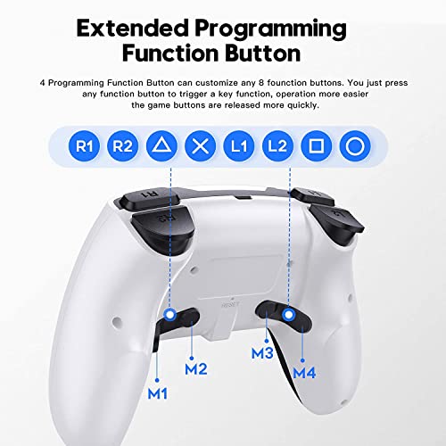 UeeVii Wireless PS4 Controller with Strike Pack, Game Controllers for Playstation 4/PS4 Pro/PS4 Slim with Back Paddles for Custom Mapping Dual Shock Six-axis Audio Touch Pad Function 1000mAh Battery