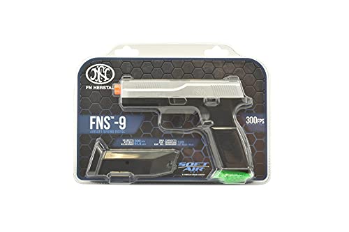SOFT AIR USA FN FNS-9 Spring Airsoft Pistol, Black/Silver, 300 FPS